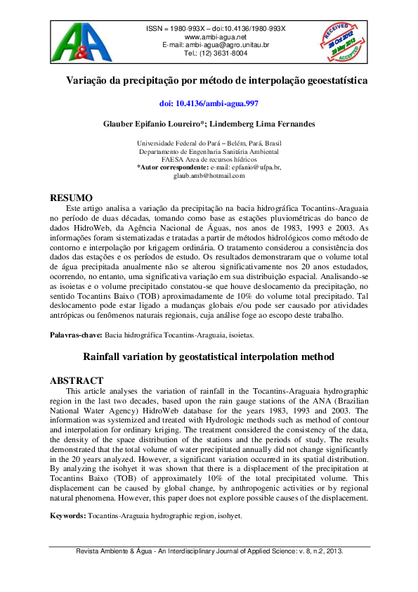 (PDF) Rainfall variation by geostatistical interpolation method