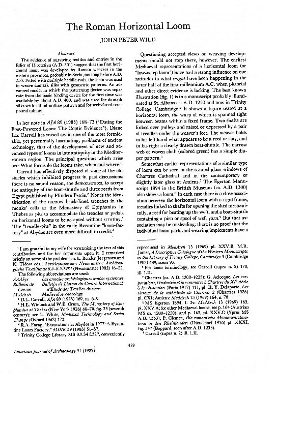 (PDF) The Roman horizontal loom (American Journal of Archaeology XCI ...