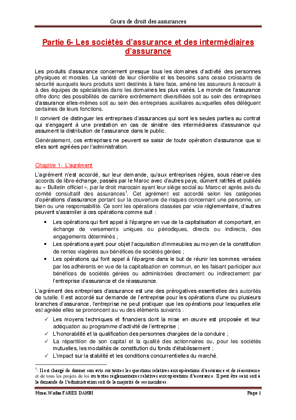 Cours de droit des assurances - Cours de Droit Gratuit pour Tous