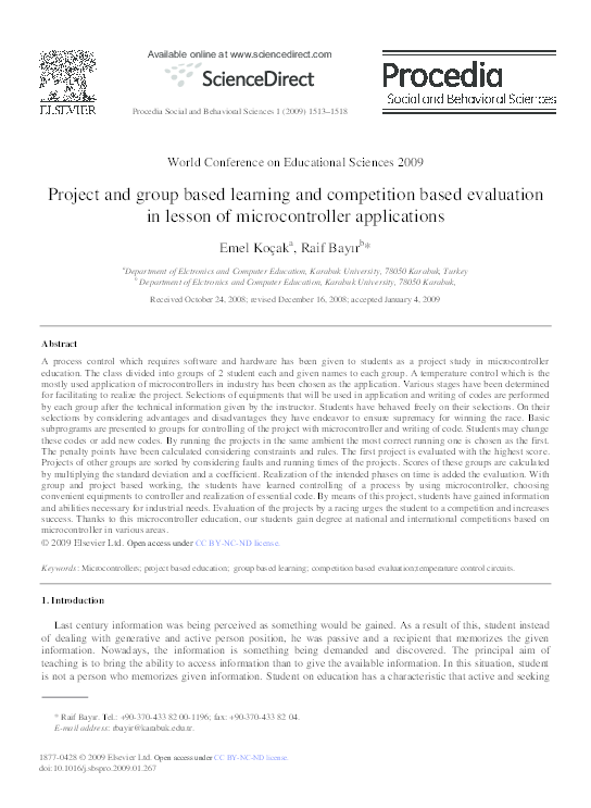(PDF) Project and group based learning and competition based evaluation ...