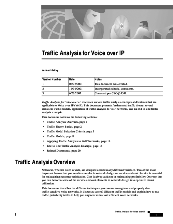 Traffic Analysis for Voice over IP Traffic Analysis for Voice over IP
