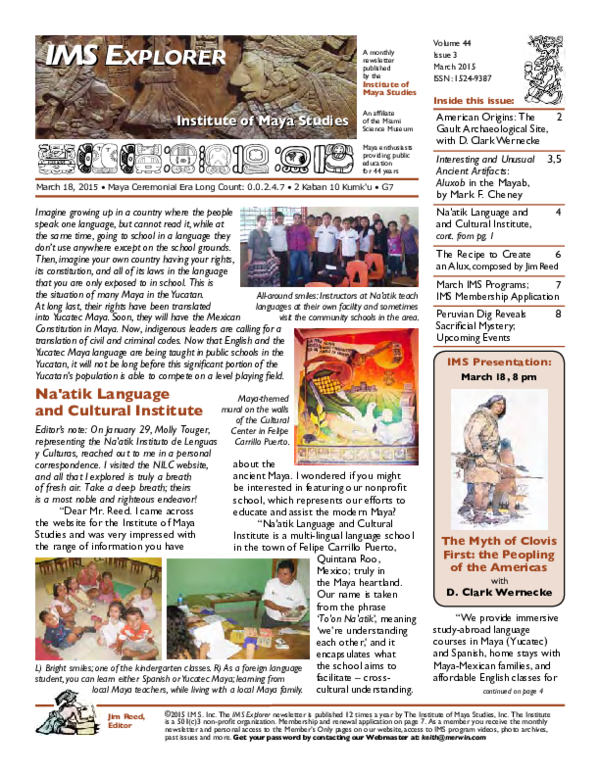 (PDF) Aluxob in the Mayab in the IMS EXPLORER, March 2015