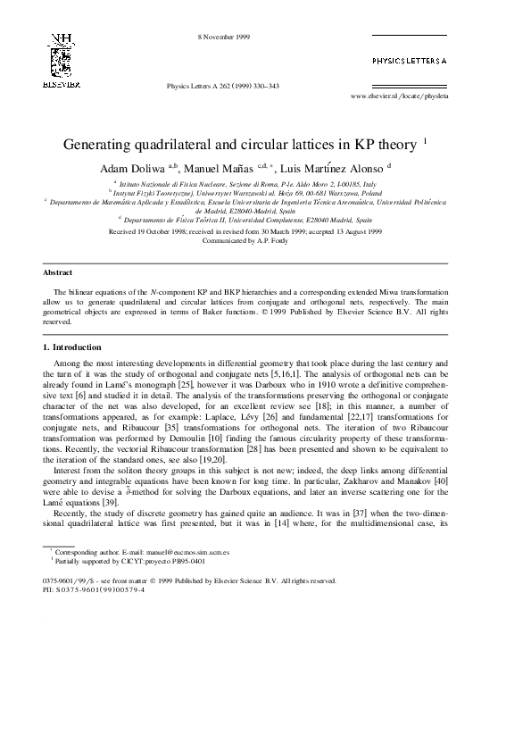 Pdf Generating Quadrilateral And Circular Lattices In Kp Theory