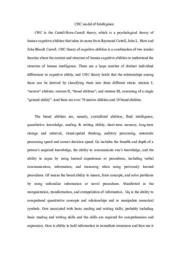 (DOC) CHC model of Intelligence