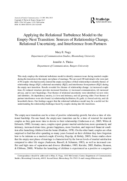 (PDF) Applying the Relational Turbulence Model to the Empty-Nest ...
