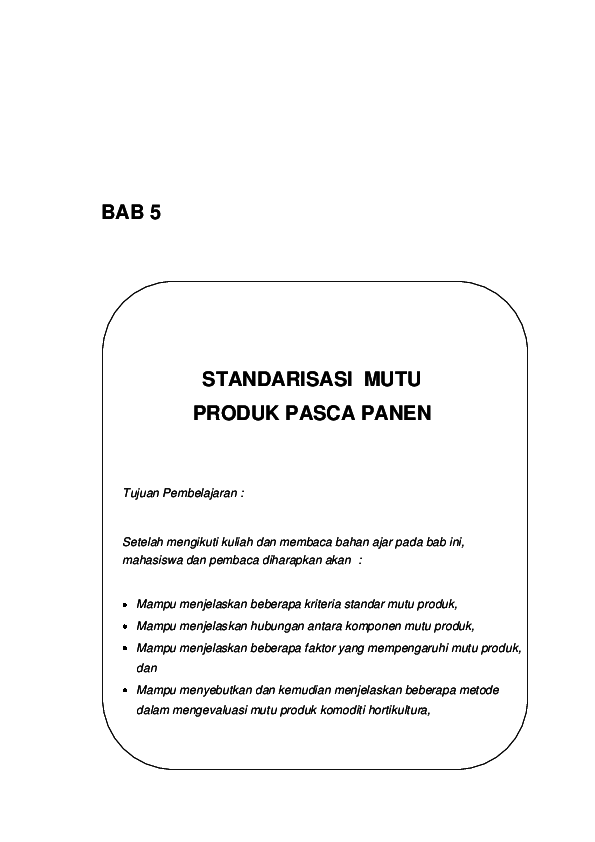 (PDF) STANDARISASI MUTU PRODUK PASCA PANEN