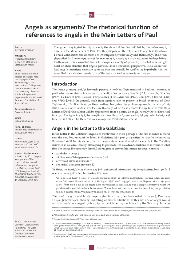 (PDF) Angels as arguments? The rhetorical function of references to ...