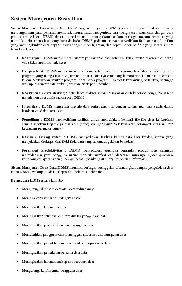 (DOC) Sistem Manajemen Basis Data