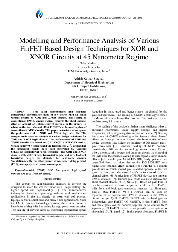 Pdf Modelling And Performance Analysis Of Various Finfet Based Design