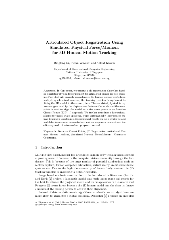 (PDF) Articulated object registration using simulated physical force/moment for 3D human motion ...