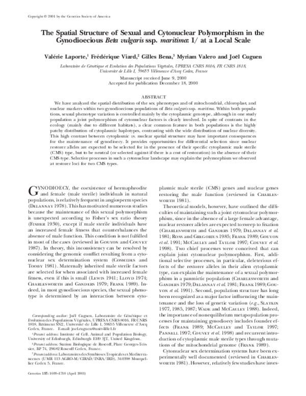 (PDF) The spatial structure of sexual and cytonuclear polymorphism in ...