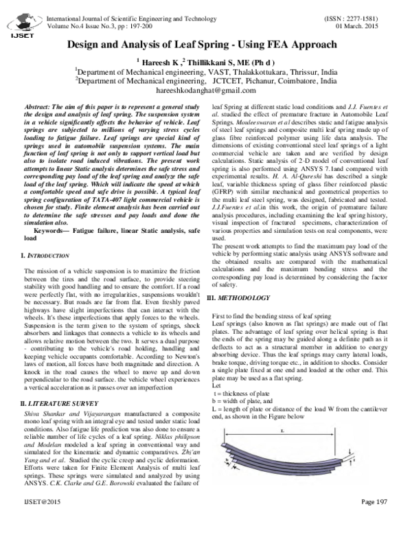 (PDF) Design and Analysis of Leaf Spring - Using FEA Approach