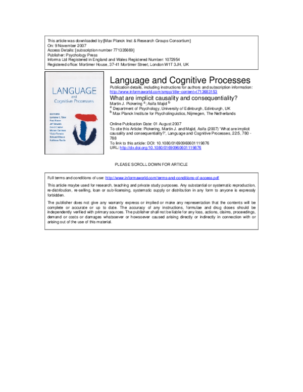 Pdf What Are Implicit Causality And Consequentiality