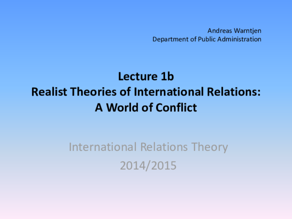 (PDF) Lecture: Realist Theories of International Relations, 2014-15
