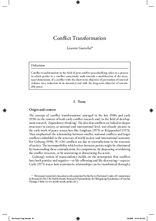 (PDF) Conflict Transformation