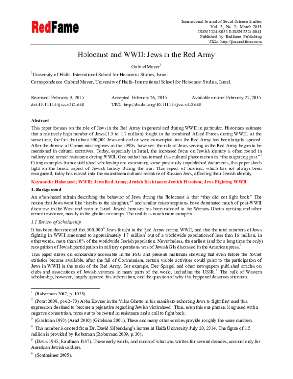 (PDF) Holocaust and WWII: Jews in the Red Army