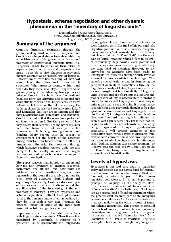 (PDF) Hypostasis, schema negotiation and other dynamic phenomena in the ...