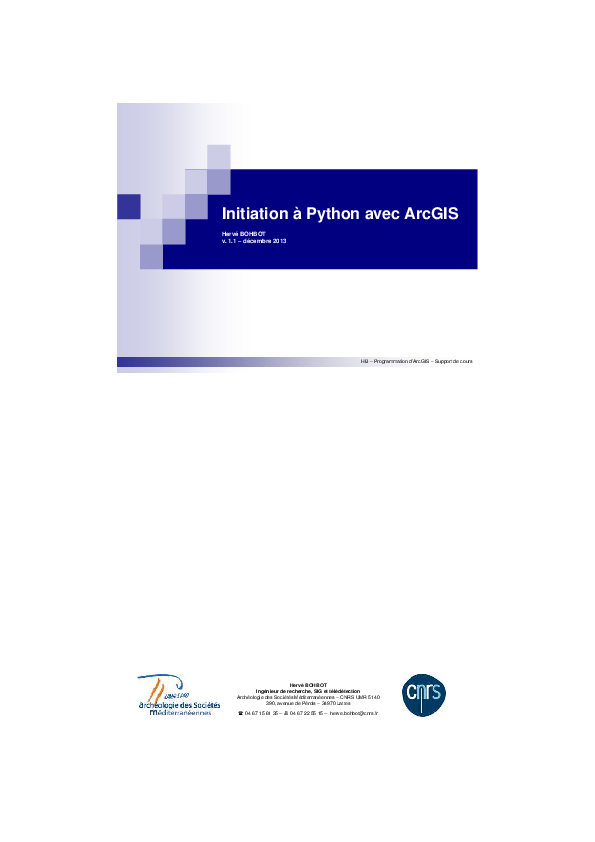 (PDF) Programmation Arc GIS-Python v1 1 19dec2013-libre