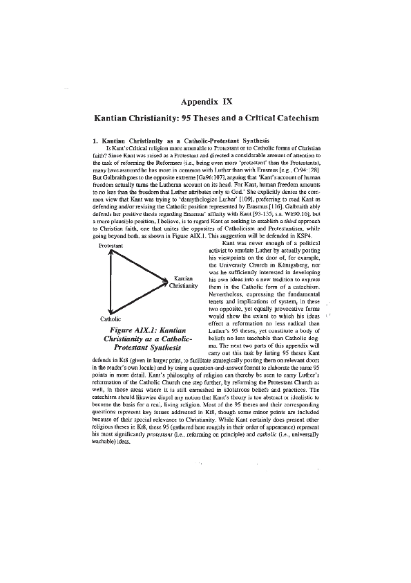 (PDF) Kant's 95 Theses and Critical Catechism (Appendix IX of Kant's ...