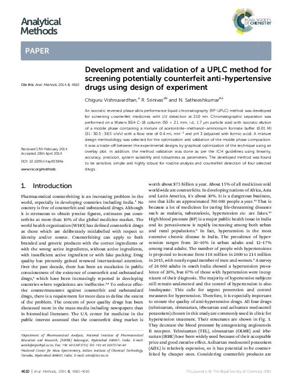 (PDF) Development and validation of a UPLC method for screening potentially counterfeit anti ...