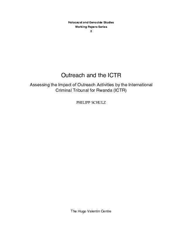 (PDF) Outreach and the ICTR: Assessing the Impact of Outreach ...