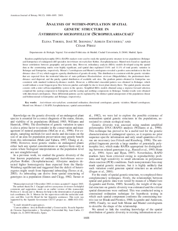 (PDF) Analysis of within-population spatial genetic structure in ...