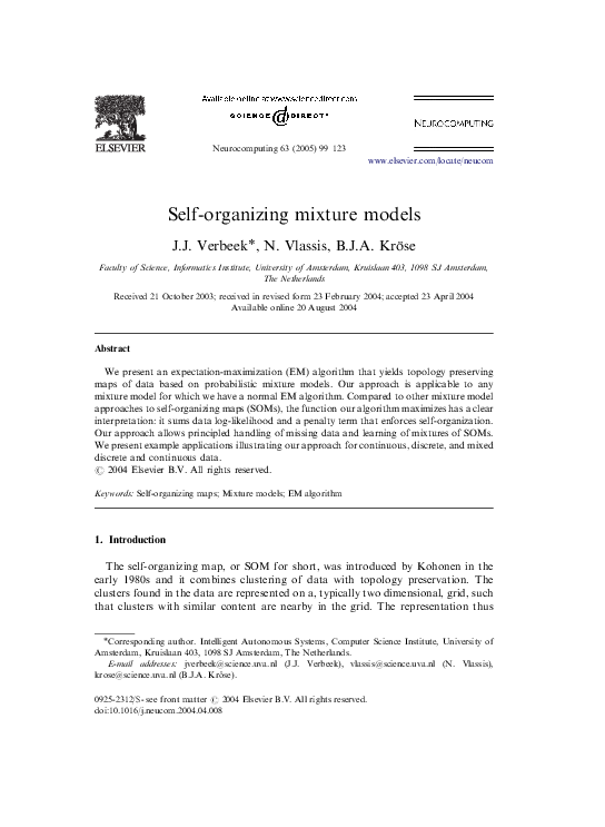 (PDF) Self-organizing mixture models