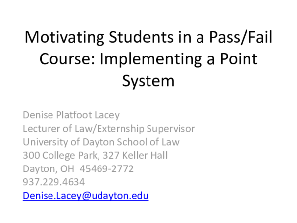 (PDF) Motivating Students in a Pass/Fail Course: Implementing a Point ...