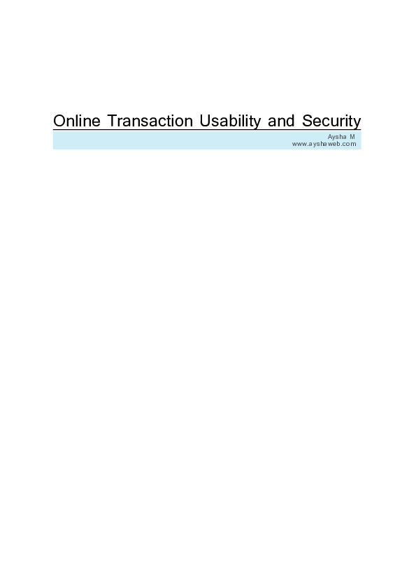 (PDF) Online Transaction Usability and Security - Interface Design (UI)