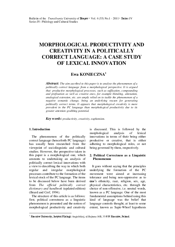 (PDF) Morphological productivity and creativity in a politically ...