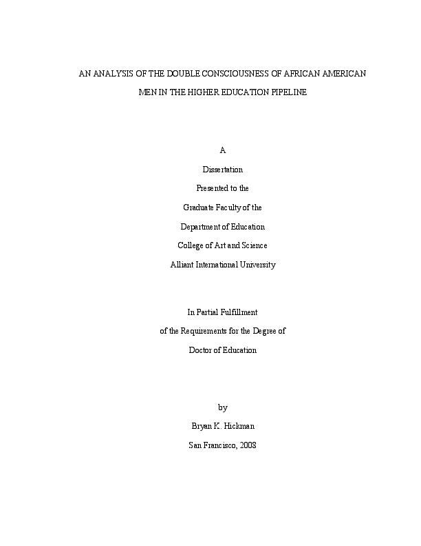 (PDF) The double consciousness of African-American men in higher ...