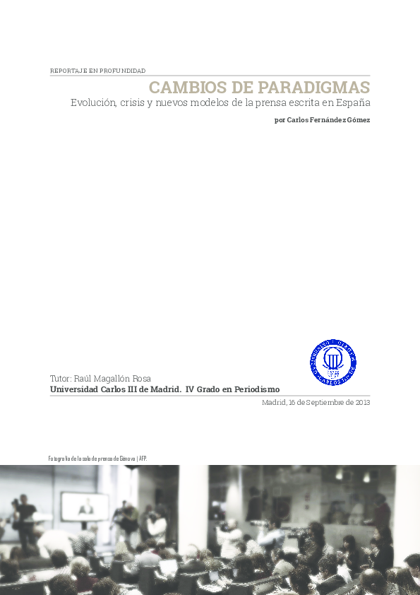 (PDF) Cambios de Paradigmas: evolución y crisis de la prensa escrita en España
