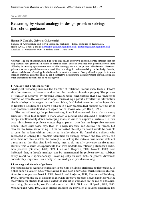 (PDF) Reasoning by visual analogy in design problem-solving: the role of guidance