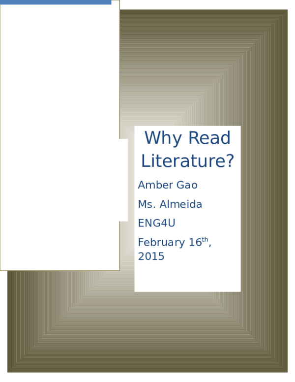 (DOC) Why Read Literature