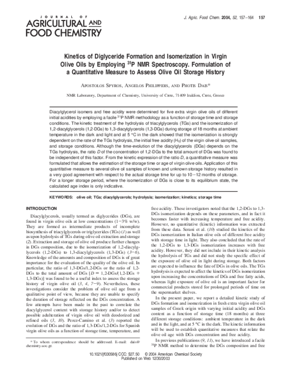(PDF) Kinetics of Diglyceride Formation and Isomerization in Virgin ...