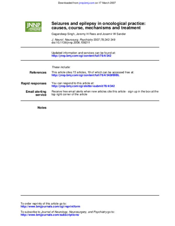 (PDF) Cancer seizures review JNNP