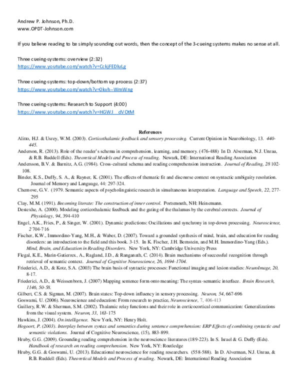 (PDF) RESEARCH TO UNDERSTAND AND SUPPORT THE 3-CUEING SYSTEM MODEL FOR ...