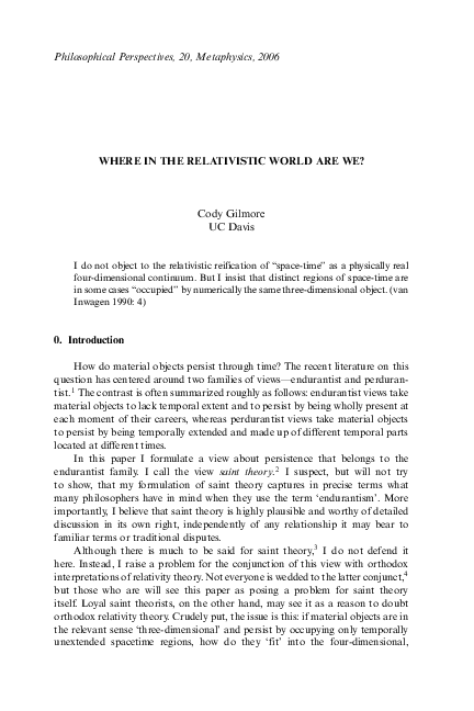 (PDF) Where in the Relativistic World Are We?