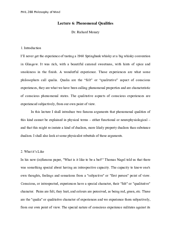 (PDF) Phenomenal Properties