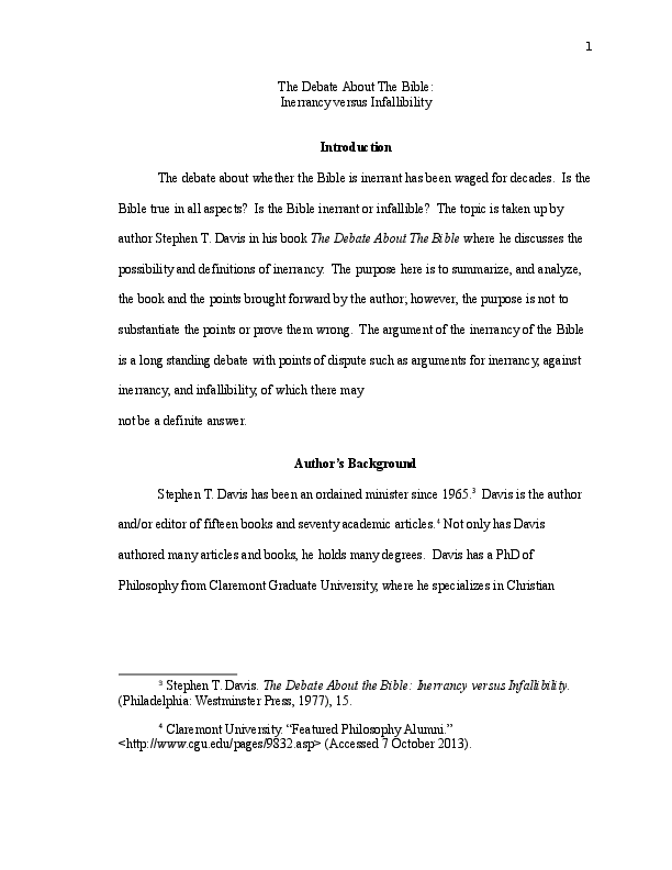 (DOC) Stephen T. Davis - The Debate About The Bible: Inerrancy versus ...