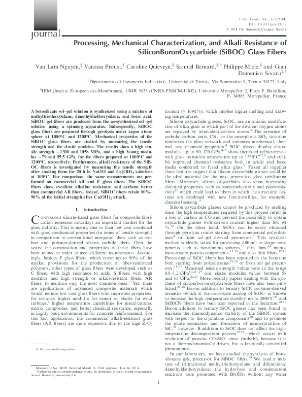 (PDF) Processing, Mechanical Characterization, and Alkali Resistance of ...