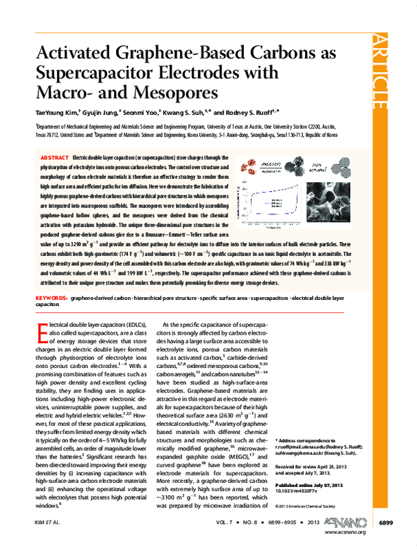 (PDF) Activated Graphene-Based Carbons as Supercapacitor Electrodes with Macro-and Mesopores