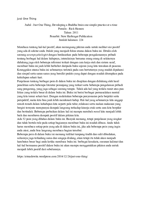 (DOC) Just One Thing