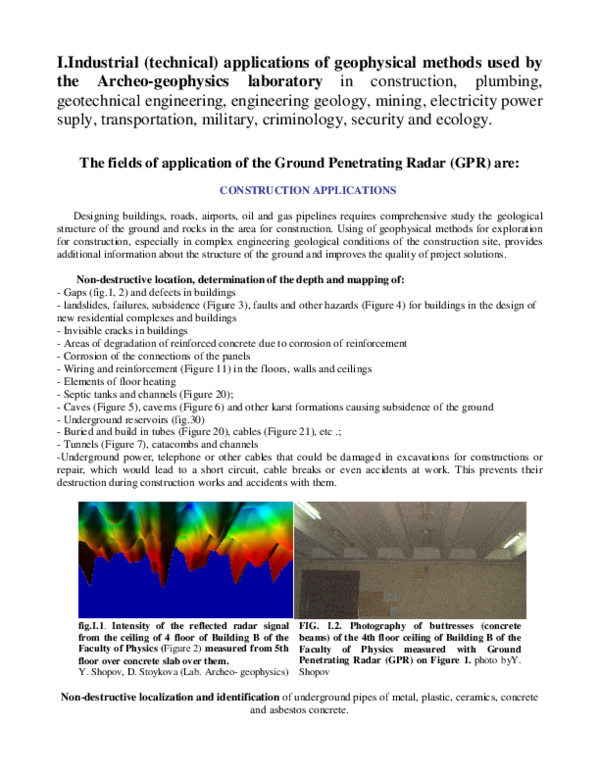 (PDF) Industrial (technical) applications of geophysical methods (GPR ...