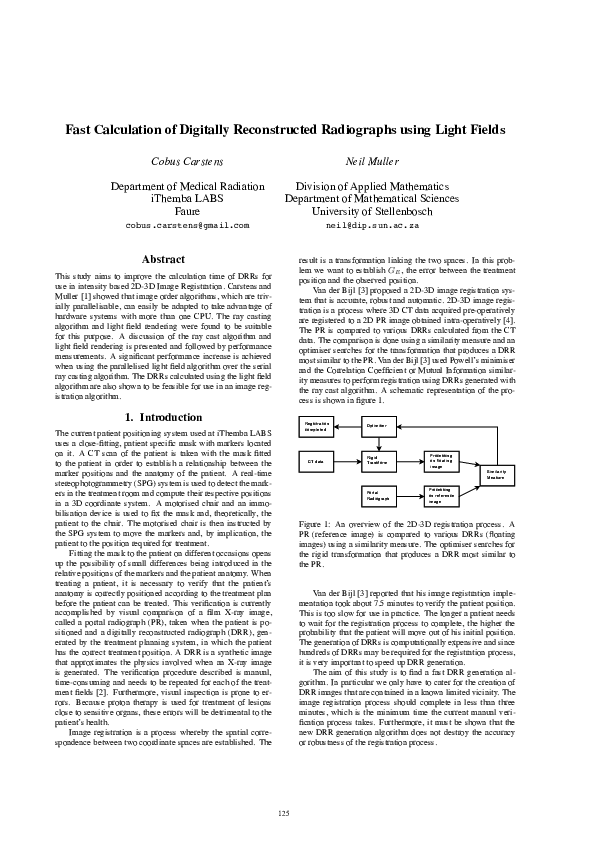 (PDF) Fast Calculation of Digitally Reconstructed Radiographs using Light Fields | Neil Muller ...