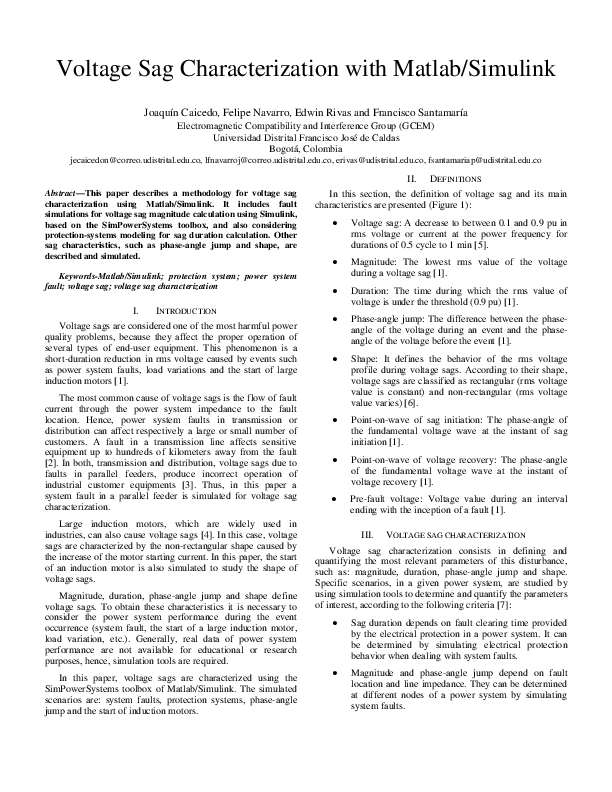 (PDF) Voltage sag characterization with Matlab/Simulink