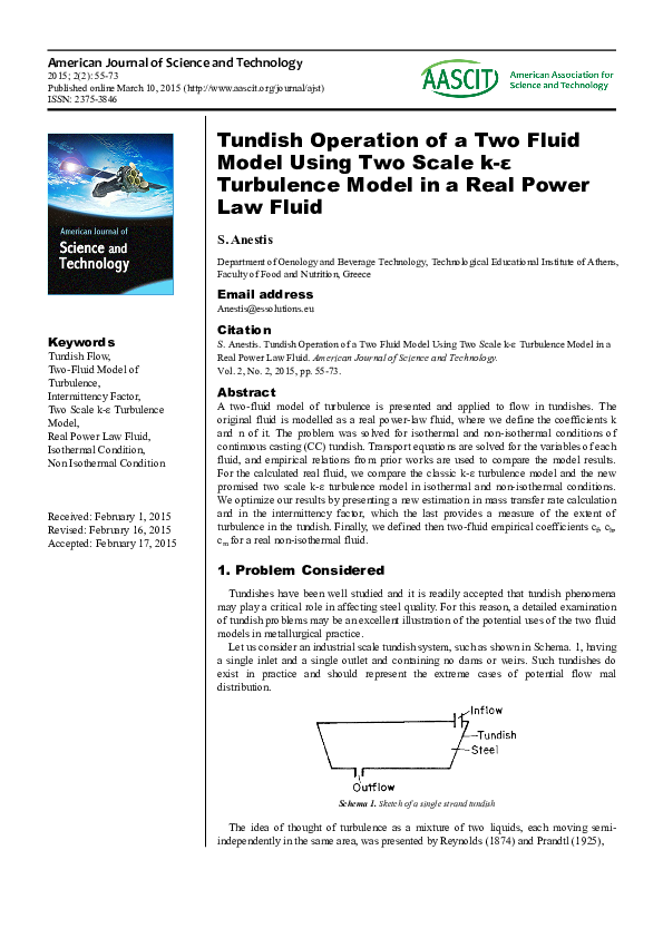 (PDF) Tundish operation of a two fluid model using two scale k-ε ...