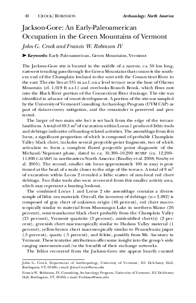 (PDF) Jackson Gore an Early PaleoAmerican Occupation in the Green ...