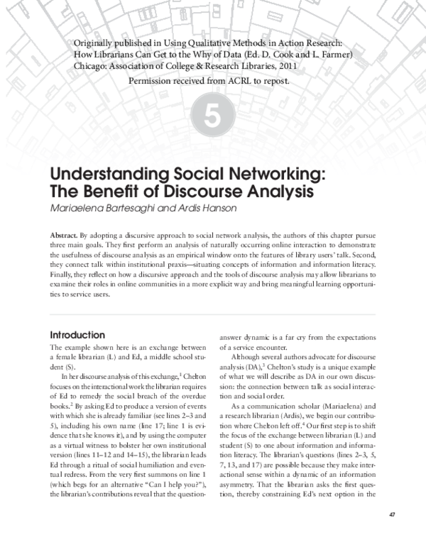 (PDF) Understanding social networking: The benefit of discourse analysis
