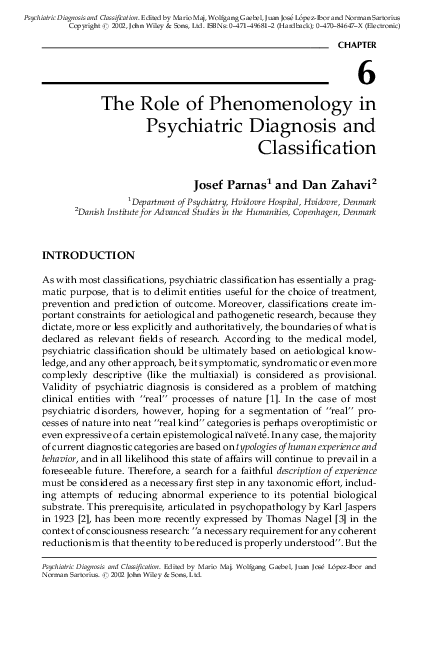 (PDF) The role of phenomenology in psychiatric diagnosis and classification